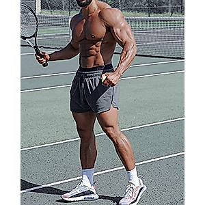 Men's 5 Inch Inseam Workout Shorts Athletic Gym Shorts Bodybuilding Short Shorts Casual Running Shorts Red US L