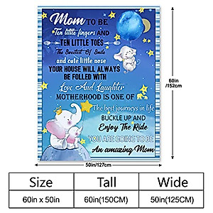 New Mom Throw Blanket, Soft Elephant Flannel Blankets for New Pregnancy Gifts, Postpartum Gifts for Mom, Best Gift for New Mommy After Birth, First Time Mom Gift, Best, 50x60 Inches