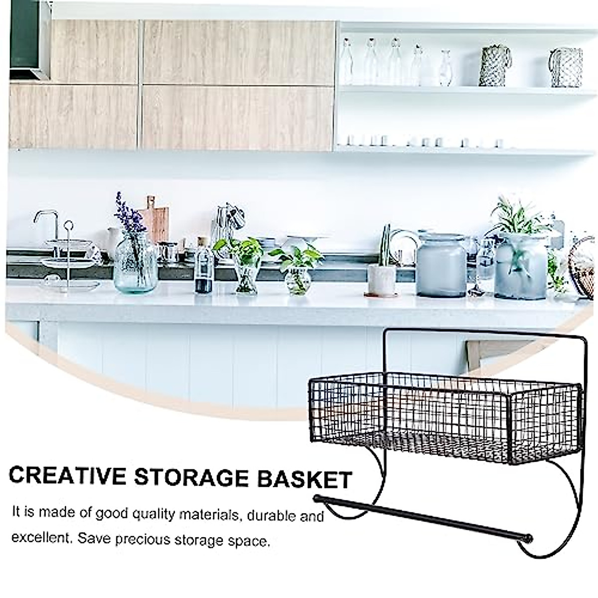 GOOHOCHY 1 Set Towel Rack Electric Cord Holder Multi-Function Storage Shelf Wall Mount Baskets for Shelves Kitchen Bathroom Organizer Wall Punch- Shelf Hanger Holder Carbon Steel Black