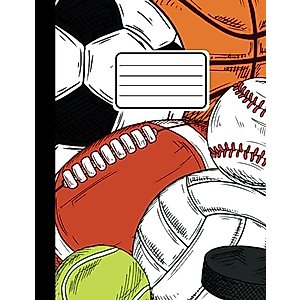 Composition Notebook Wide Ruled Sports Aesthetic Design For Kids And Boys Who Love Soccer, Football, or Baseball. Cute Book For Party Favors, School ... 110 pages (55 sheets) 9-3/4 x 7-1/2 inches