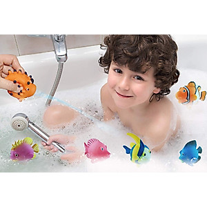 BOHS Rubber Squirting Fish - Cute Floating Cartoon Soft - Baby Bath Play Water Marine Animals Toys - 6 Count