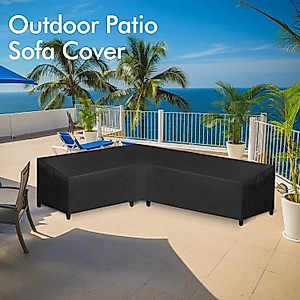 WLEAFJ Patio L-Shaped Sectional Sofa Cover Waterproof, Heavy Duty Outdoor Sectional Couch Cover, Lawn Patio Furniture Cover with Air Vent, Left Facing, 83" L/104 L x 32" D x 31" H