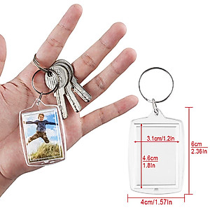 Kulannder 30 PCS Photo Insert Keychains, Acrylic Clear Blank Keyrings Picture Frame Keyring with Split Ring for Personalised Custom and Passport Photo Size, 1.57 Inch by 2.36 Inch