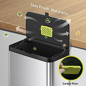 EKO Kitchen Compost Bin Countertop, 7L / 1.85 Gal Stainless Steel Compost Bin with Removable Inner Bucket and Deodorizer Compartment, 2 in 1 Countertop Compost Bin with Lid, Food Waste Compost Caddy