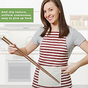 LorisArm Cooking Chopsticks Extra Long 16.5", Wooden Kitchen Chopstick Reusable for Noodles Frying Hotpot (16.5)