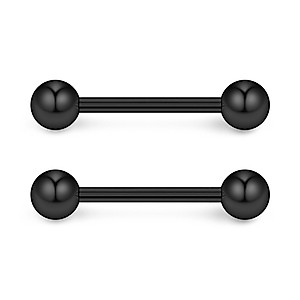 Ruifan Mix Color 316L Stainless Steel Nipple Shield Barbell Ring Bar Body Piercing 16G 16mm 12PCS