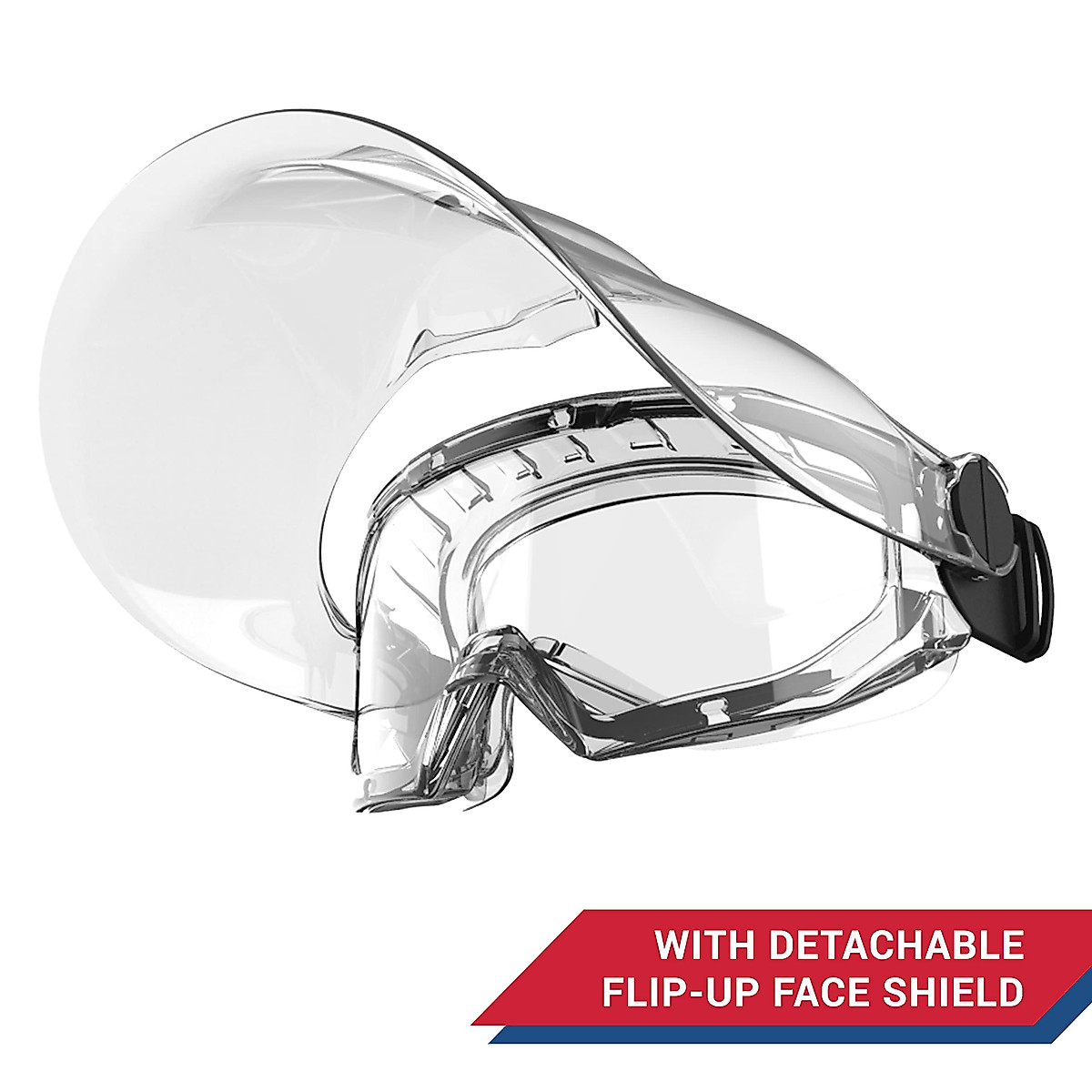 Eagle Eyes Anti-Fog Scratch-Resistant Safety Goggles with Face Shield - 99.9% UV Rays Protection - Universal Fit Lightweight Eyewear (Clear)