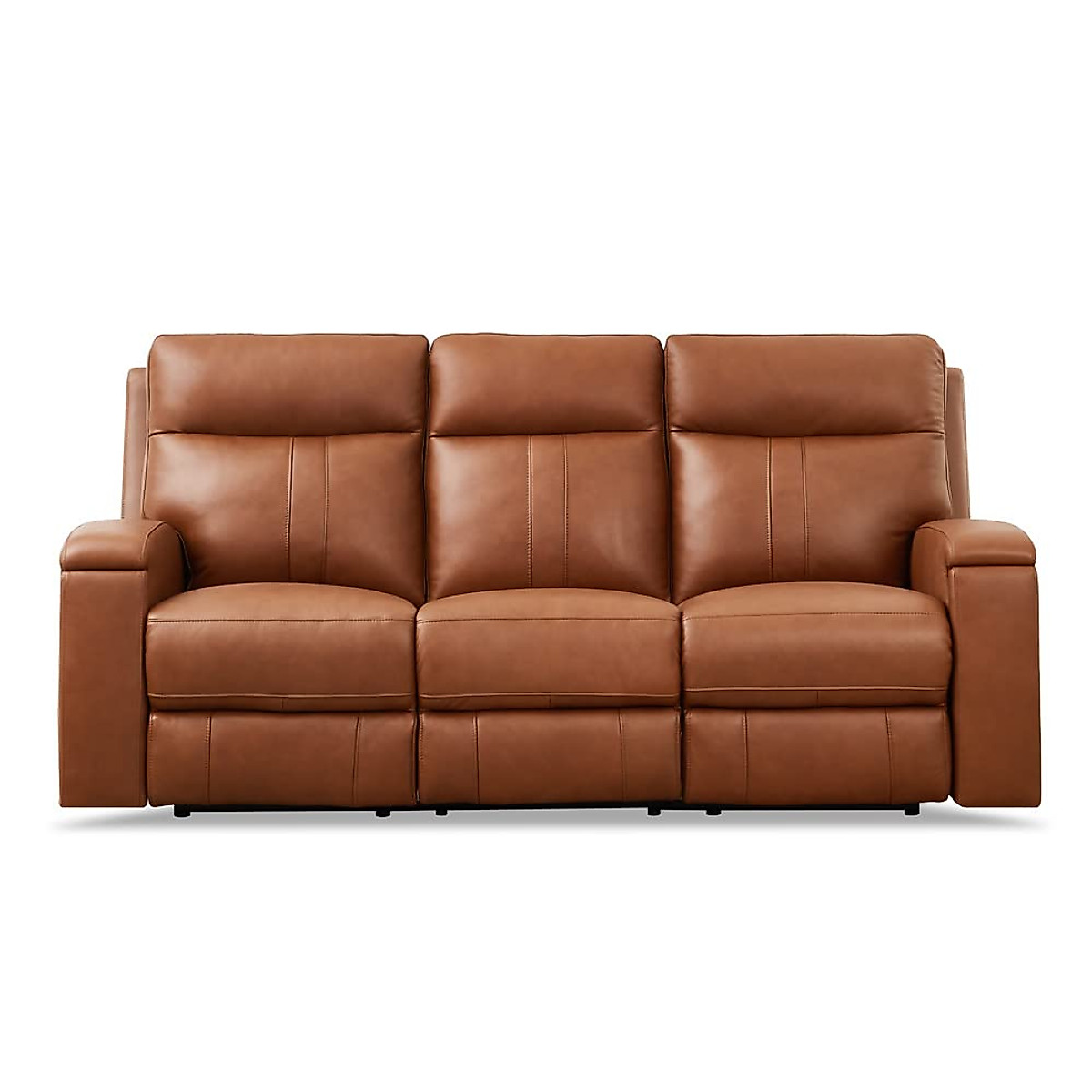 Hydeline Venice Zero Gravity Power Recline and Headrest Top Grain Leather Sofa Couch with Hidden Cup Holder, 86", Nutmeg Brown, Memory Foam, Pocket Coils and Control Panel
