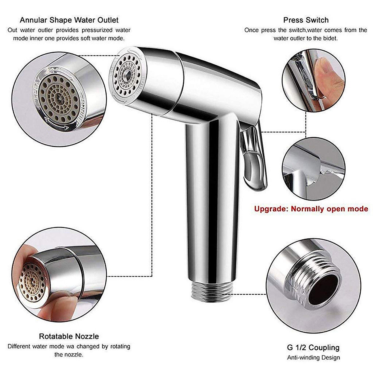 Handheld Bidet Sprayer for Toilet, Bidet Sprayer Shower Bathroom Water Spray Jet Spray Diaper Sprayer Feminine Hygiene Cleaning Premium Stainless Steel (Handheld Bidet Sprayer)