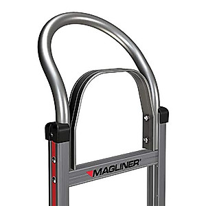 Magliner HMK112UA4 Aluminum Hand Truck, Horizontal Loop Handle with Brace, 18" x 7-1/2" Aluminum Diecast Nose Plate, 500 lb Capacity
