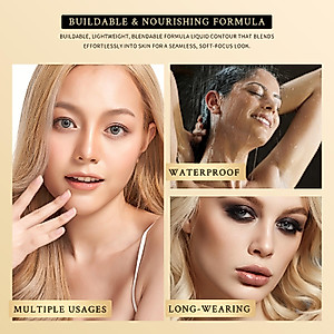 KIMUSE Soft Liquid Contour Stick, Glow Liquid Cream Bronzer, Weightless, Long-Wearing, Smudge Proof, Natural-Looking, Blendable, Bronzer Makeup