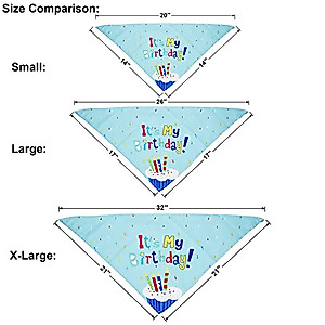 ADOGGYGO Dog Birthday Bandana Scarf and Dog Girl Boy Birthday Party Hat with Cute Dog Bow Tie for Small Medium Large Dog Pet (Large, Blue)