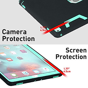 iPad Pro 12.9" Case,AICase Heavy Duty Hybrid Shockproof Hard Case Cover Rubber Stand for 2017(A1670/A1671) Apple iPad Pro 12.9 inch (Black/Mint Blue)