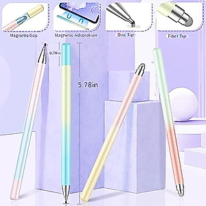 Stylus Pens for Touch Screens, High Precision 2-in-1 Disc Stylus Pen with Magnetic Adsorption, Compatible with  iPad/iPhone/Tablets/Android and All Capacitive Touch Screens (Blue Light Yellow)