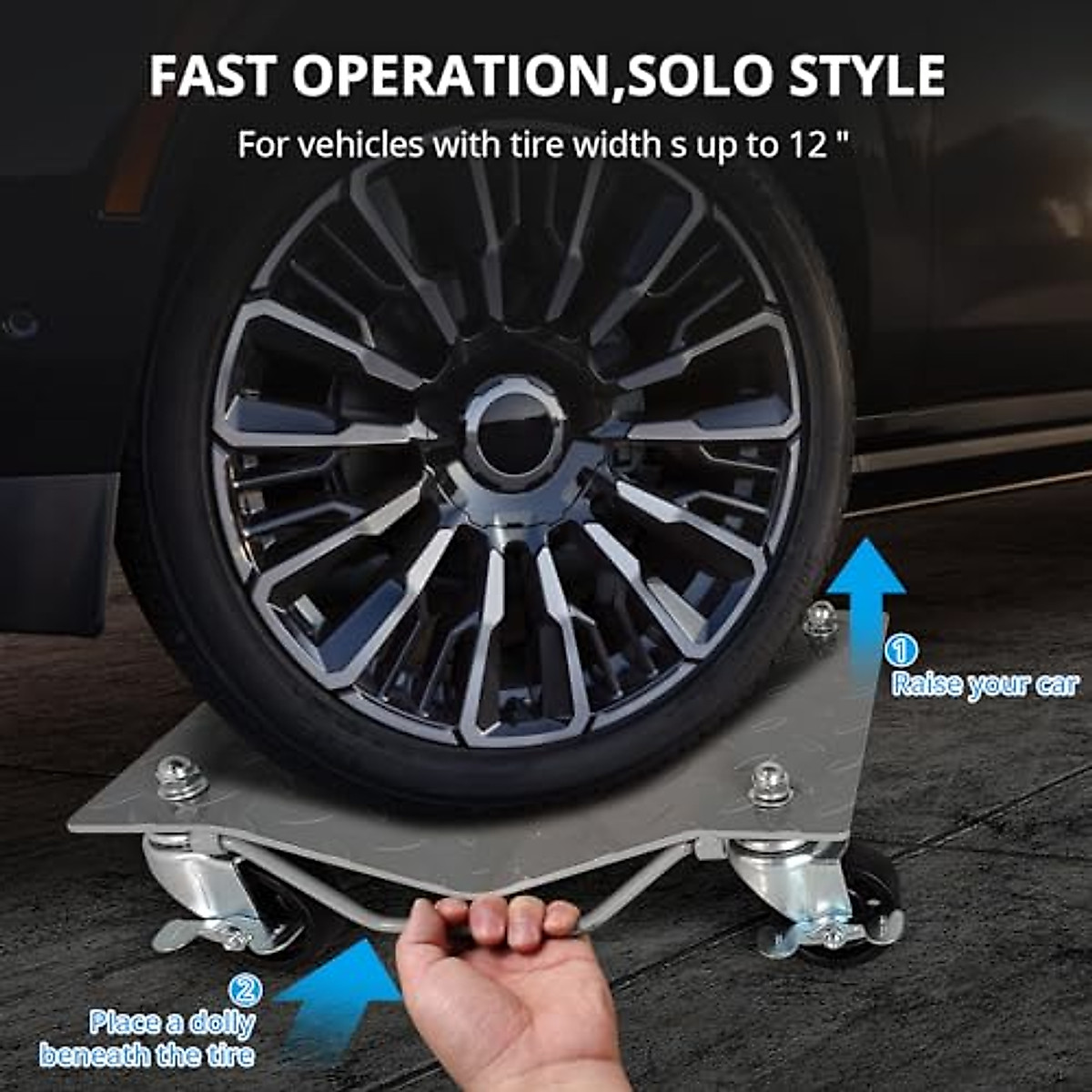 TROPOW Tire Wheel Dolly Car Set of 2-3000 lbs Capacity, Heavy Duty Carbon Steel, Antiskid Plate, 360 Degree Rotatable Wheels, 16"*12", Silver