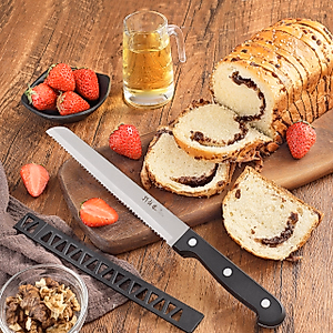 HAMMER IRON ALLEY Bread Knife, HIA Stainless Steel 8 inch Serrated Bread Knife, Perfect for Homemade Bread, Bagels and Cake, Knife Cover Included, Dishwasher Safe (8 inch Blade with 5 inch Handle)