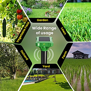 Solar Powered Mole Repellent Gopher Repeller Vole Deterrent for Underground Animals Vibration Stakes Repel Armadillo Groundhog Snake Outdoor Use for Patio Yard Garden Lawn 4 Pack