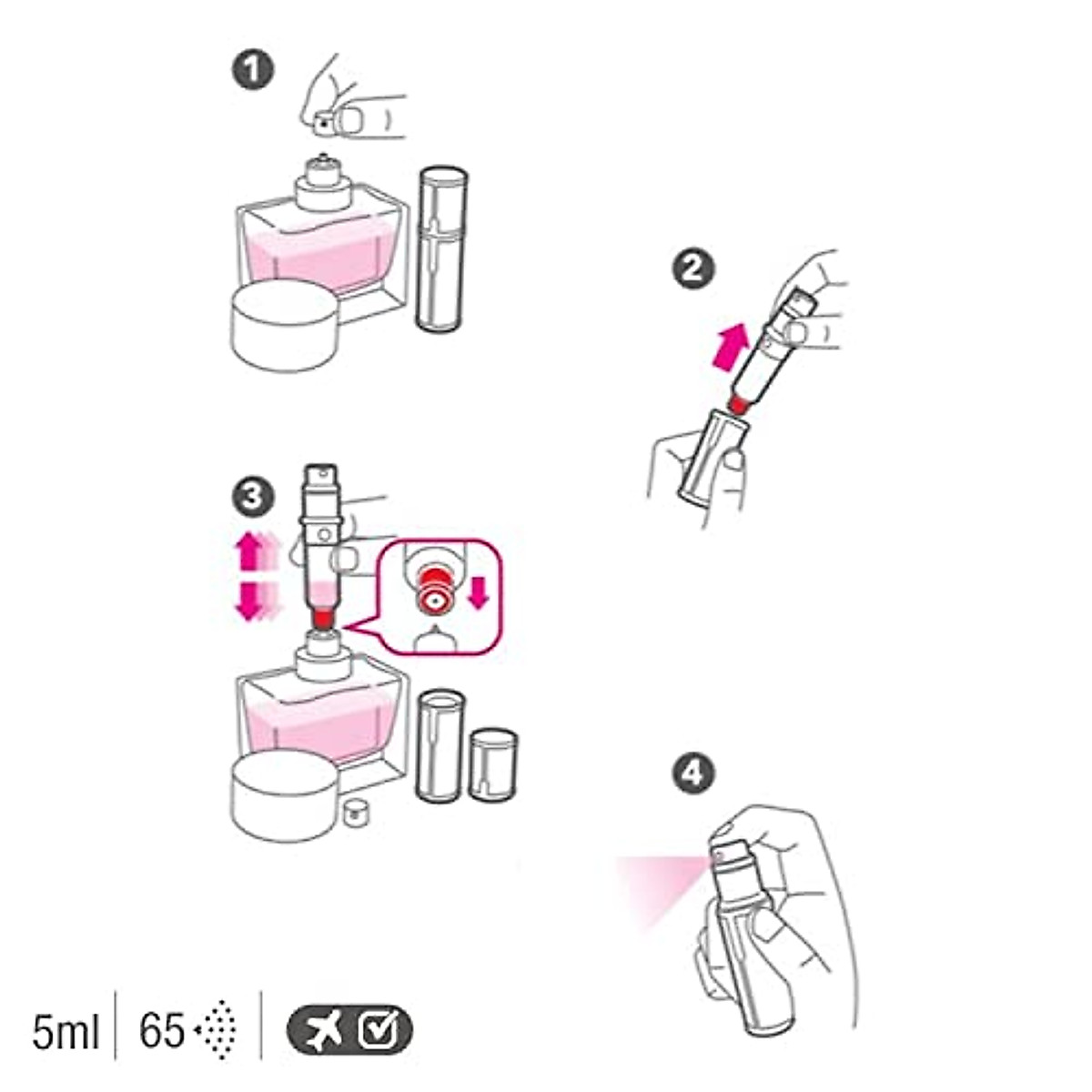 Travalo Classic Perfume Atomizer - U refill system - Elegant Metal Travel Atomiser - TSA Flight Approved Portable Mini Refillable Empty spray Bottle - Glass-free Scent Pump Case - Black 0.17 oz / 5ml