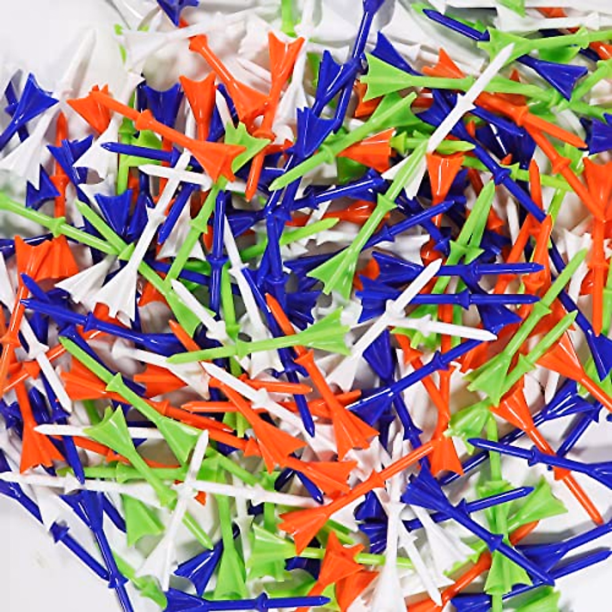 ENHUA GOLF Tees Plastic 60 Count,3 1/4 Inch Long Frictionless Unbreakable Step Tee Bulk Colored Tees Reduce Friction & Side Spin(Mixcolor)