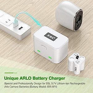 EBL Rechargeable Batteries Compatible with Arlo, CR123A Camera Batteries 2 Packs (3000mAh) and Battery Charger Work with Arlo Wireless Security Cameras(VMK 3200/VMC3030/VMS3330/3430/3530/) Upgraded