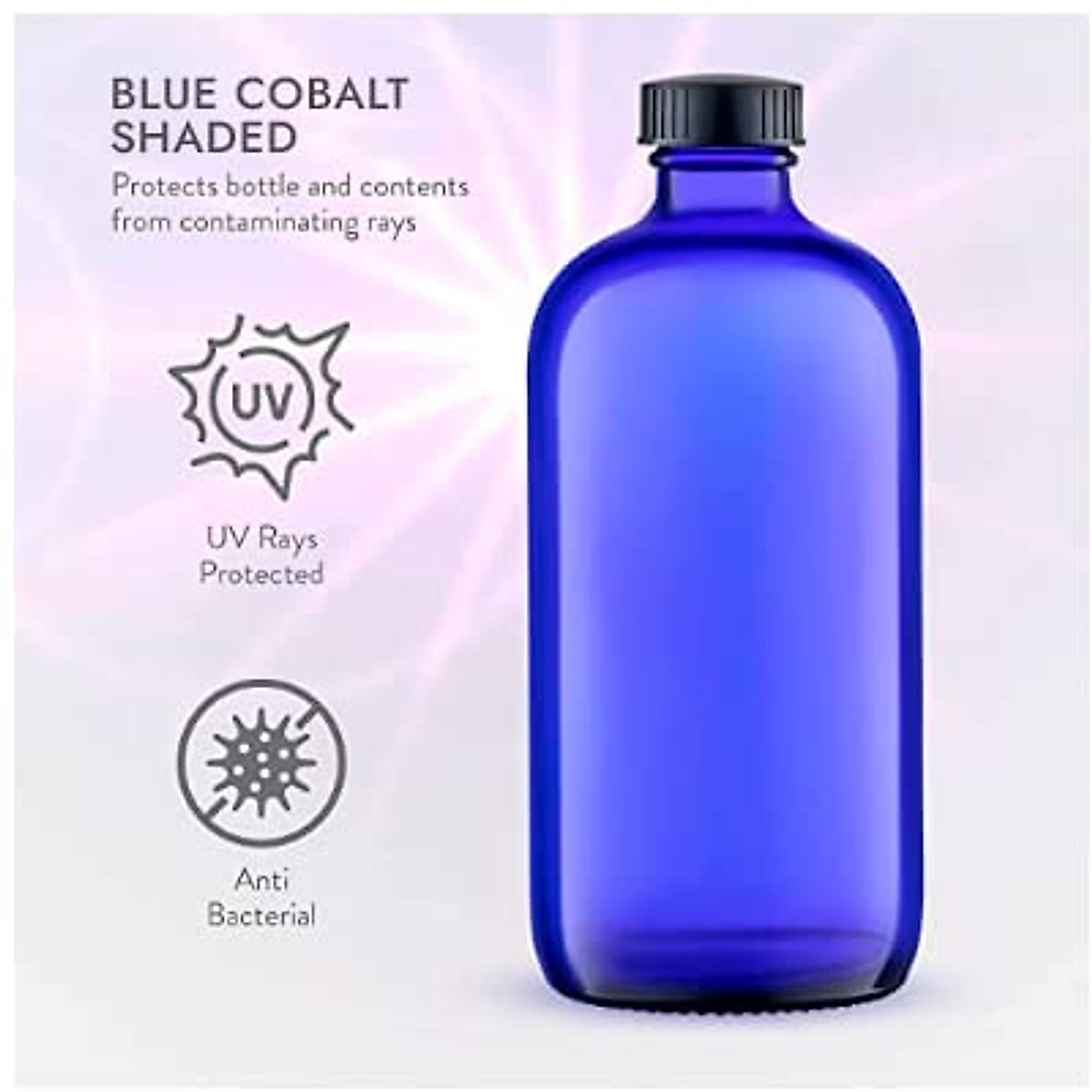 Blue Cobalt Glass Spray Bottles, 16-Ounce (2-Pack) Refillable Glass Sprayer Container with Durable Leakproof Trigger Sprayer Mist/Stream/Lock for Cleaning Products, Essential Oils, Aromatherapy, Water