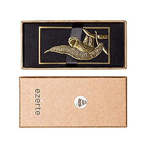 EZERTE Cute Metal Sloth Bookmark - for Women Men Teens Kids - Novelty Animal Page Clip Bookmarks - Cool Unique Gifts for Readers Students Boys Girls Teachers Sloths Lovers (Antique Gold)