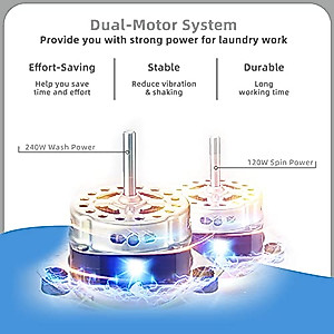 Giantex Portable Washing Machine, 13lbs Mini Twin Tub, 8Lbs Washer & 5Lbs Spinner, Compact Laundry Washer Combo, Built-in Pump Drain, Apartments RVs and Dorms (White & Gray)