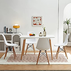 ATSNOW Mid Century Modern White Dining Chairs Set of 2, Plastic DSW Side Chairs for Kitchen Living Room Leisure