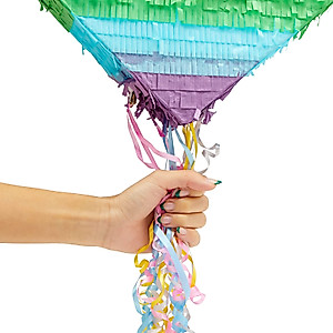Sparkle and Bash Pull String Rainbow Heart Pinata for Pastel Birthday Party Decorations (Small, 15.7 x 13 x 3 In)