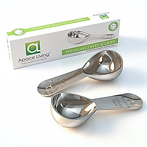 Apace Living Coffee Scoop (Set of 2) - 2 Tablespoon (Tbsp) - The Best Stainless Steel Measuring Spoons for Coffee, Tea, and More