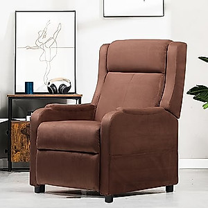 COMHOMA Recliner Chair for Living Room, Modern Fabric Adjustable Massage Recliner Chair, Single Sofa Seat with Upholstered Handrail Living Room Chair (Brown)