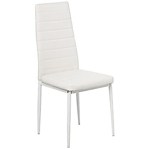IDS Online Modern Faux Leather with Metal Legs High Back Padded Seat Chair for Kitchen, Dining Living Room, Restaurant, Single, White