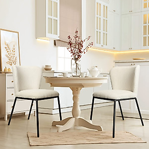 SIMTONAL Dining Room Chairs Set of 4, Kitchen Chairs with Metal Legs, Beige