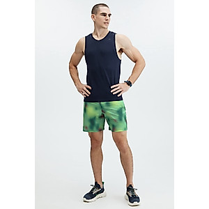 Fabletics Men's The Fundamental Short, Workout, Running, Training, Gym, Yoga, Ultra Lightweight, Athletic, L, Azure Green Blur