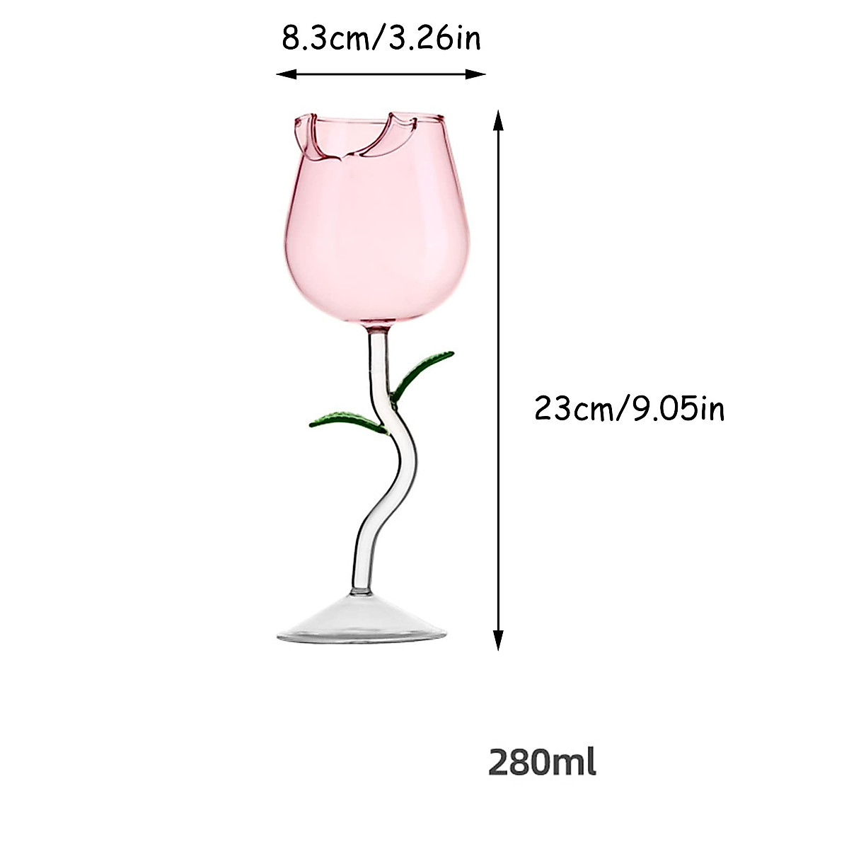BVCED Wine Glasses Set of 2 Rose Flower Shape Wine Glass 9.8OZ/280ML Fancy Red Wine Glass Rose Cocktail Wine Juice Goblet Crystal Champagne Flutes for Party Dinner Wedding Bar Creative Festival Gift