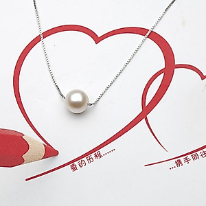 VIKI LYNN Single Pearl Necklace 7-8mm Freshwater Cultured Pearl 925 Sterling Silver Box Chain