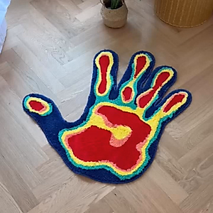 Handmade Palm Rug Shape Tufted Carpet Plush Fluffy Soft Multiple Color Home Decor Living Room Bedroom Room Aesthetic (31.5X31.5 Inch)