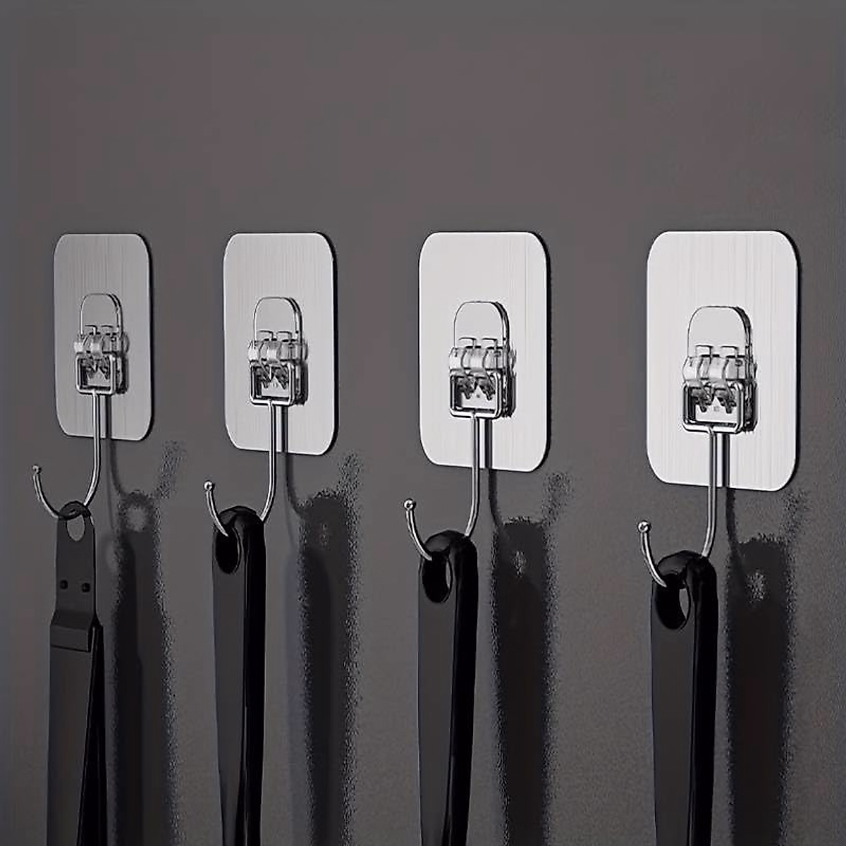 Stainless Steel Large Wall Hooks (Pack of 10) - Heavy Duty, Rustproof, Waterproof, Oilproof - Self-Adhesive Hooks for Robes, Towels, and Keys -for Kitchen, Bathroom, Office, and Outdoors