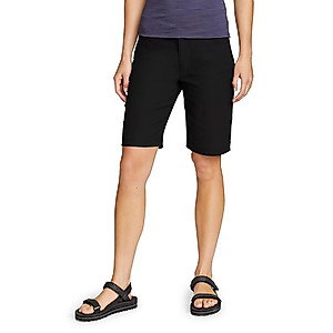 Eddie Bauer Women's Rainier 5-Pocket Bermuda Shorts, Black, 8, Hiking Shorts