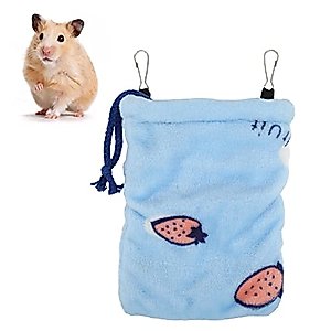 Hamster Sleeping Pouch, Flannel Warm Hamster Sleeping Bag Soft Hideout Small Pet Hanging Nest Bed with Hooks for Hamster Rat Gliders Small Pets
