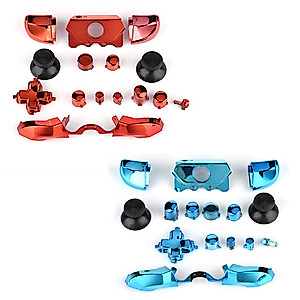 Trigger Button Set Case Cover, Non toxic Thumbsticks Full Buttons Kit, Replacement for One 3.5mm Jack Controller(Blue)