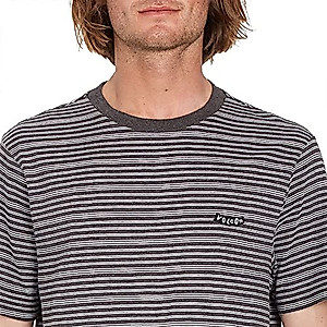 Volcom Men's Regular Static Stripe Crew Shirt, Black, Medium