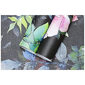 HAOKHOME 93153 Wild Spring Peel and Stick Wallpaper Bouquet Botanical Floral Black/Green/Pink Removable Stick on Home Decor 17.7in x 118in