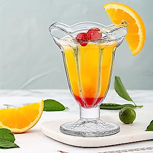 BSTKEY 6PCS Set 7 Oz Glass Dessert Bowls/Cups, Cute Footed Dessert Bowls for Ice Cream Sundae Trifle Fruit Pudding Snack Salad Milkshakes Condiment Cocktail Drinks Party