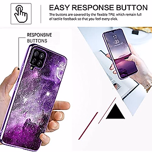 BENTOBEN Galaxy A42 5G Case, Slim Fit Glow in The Dark Hybrid Hard PC Soft TPU Bumper Drop Protective Girls Women Men Phone Cover for Samsung Galaxy A42 5G 6.6" 2021, Purple Galaxy