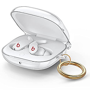Beats Fit Pro Case Cover,AIRSPO Clear Case for Apple Beats Fit Pro 2021 Shockproof Protective Beats Fit Pro Earbuds Case Covers with Keychain (Clear)
