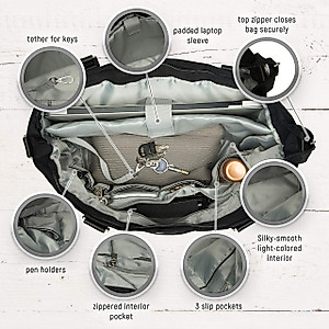 Lily & Drew Nylon Crossbody Bag for Women with Shoulder Strap, Luggage Strap, Laptop Sleeve (Black)