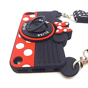 for iPod Touch 7 Case, Touch 6 Case, Touch 5 Case Cute 3D Rotating Ring Grip Holder Kickstand Lanyard Teens Girls Women Soft Silicone Rubber Cover for iPod Touch 7th 6th 5th Generation (T7)