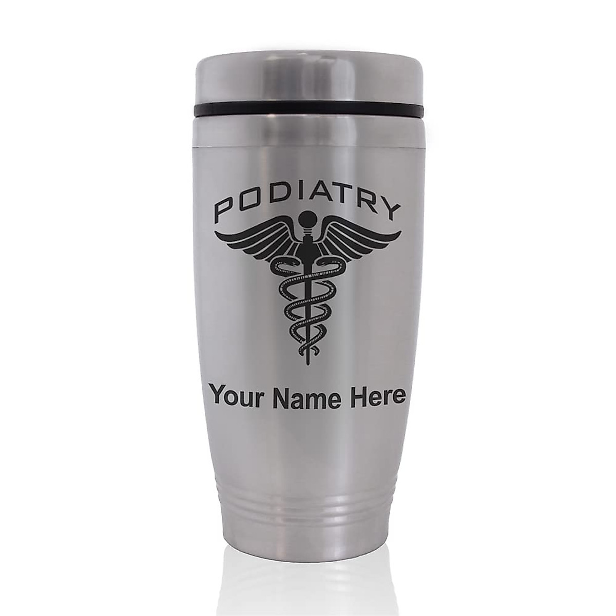 SkunkWerkz Commuter Travel Mug, Podiatry, Personalized Engraving Included
