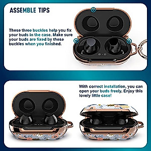 wenew Case Cover for Samsung Galaxy Buds & Galaxy Buds Plus, Protective Hard Case for Women Girls Men with Cute Patterns Clip Keychain LED Visible (Blue)